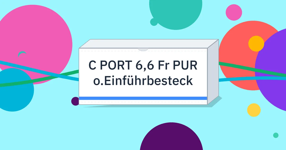 Symbolbild: Packung mit der Aufschrift C PORT 6,6 Fr PUR o.Einführbesteck (PZN 11484969) – Verfügbarkeit und Bezug in Apotheken in Frankfurt am Main