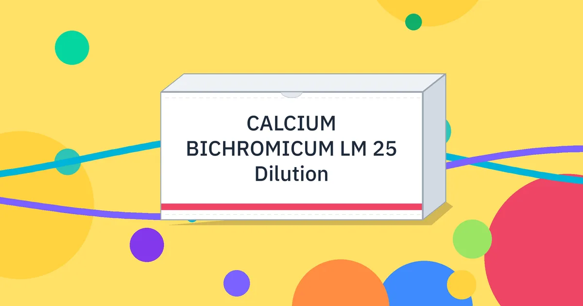 Symbolbild: Packung mit der Aufschrift CALCIUM BICHROMICUM LM 25 Dilution (PZN 13407571) – Verfügbarkeit und Bezug in Apotheken in Frankfurt am Main
