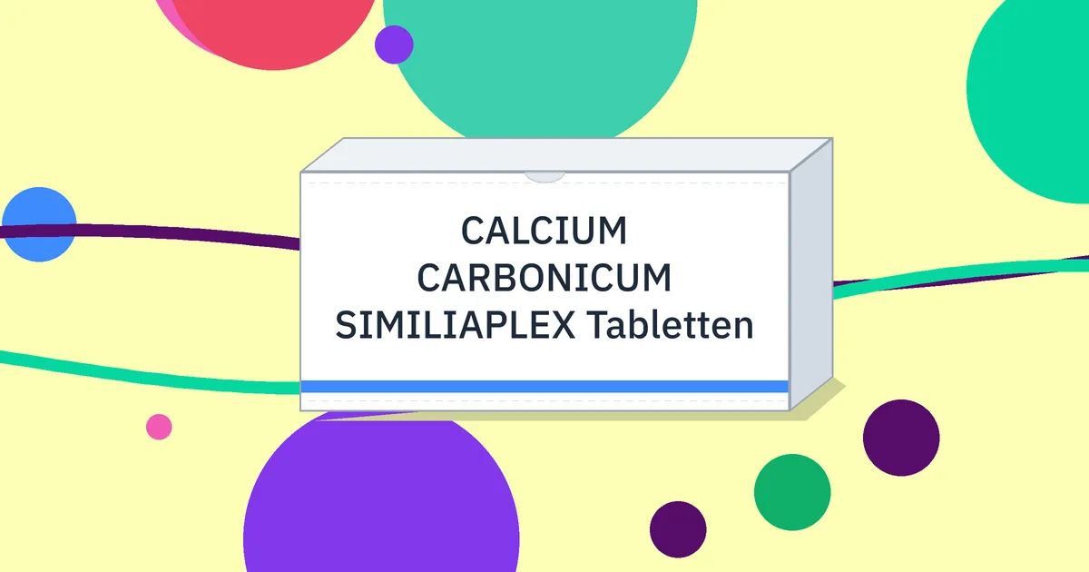 Symbolbild: Packung mit der Aufschrift CALCIUM CARBONICUM SIMILIAPLEX Tabletten (PZN 00278698) – Verfügbarkeit und Bezug in Apotheken in Frankfurt am Main