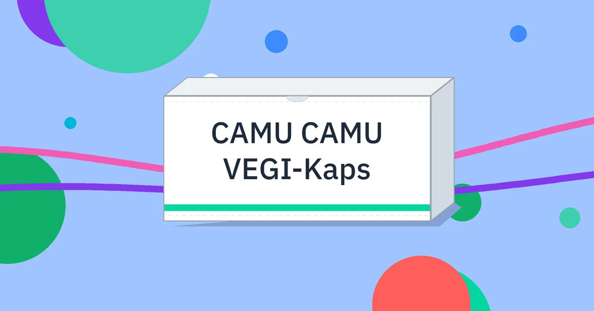 Symbolbild: Packung mit der Aufschrift CAMU CAMU VEGI-Kaps (PZN 13863895) – Verfügbarkeit und Bezug in Apotheken in Frankfurt am Main