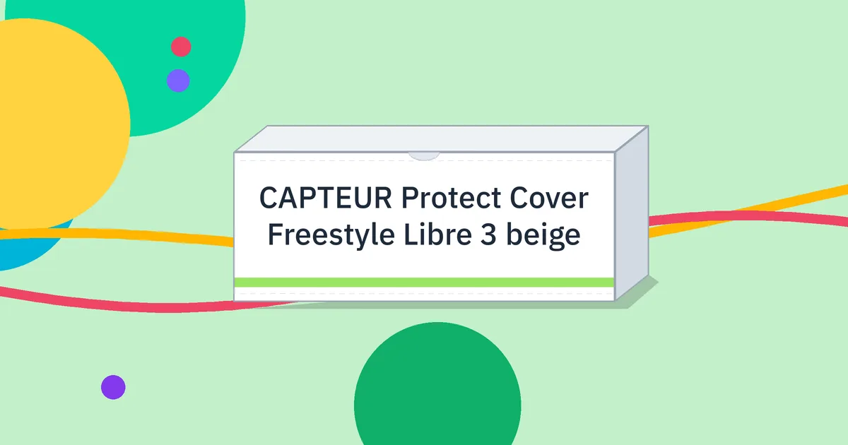 Symbolbild: Packung mit der Aufschrift CAPTEUR Protect Cover Freestyle Libre 3 beige (PZN 20203550) – Verfügbarkeit und Bezug in Apotheken in Frankfurt am Main