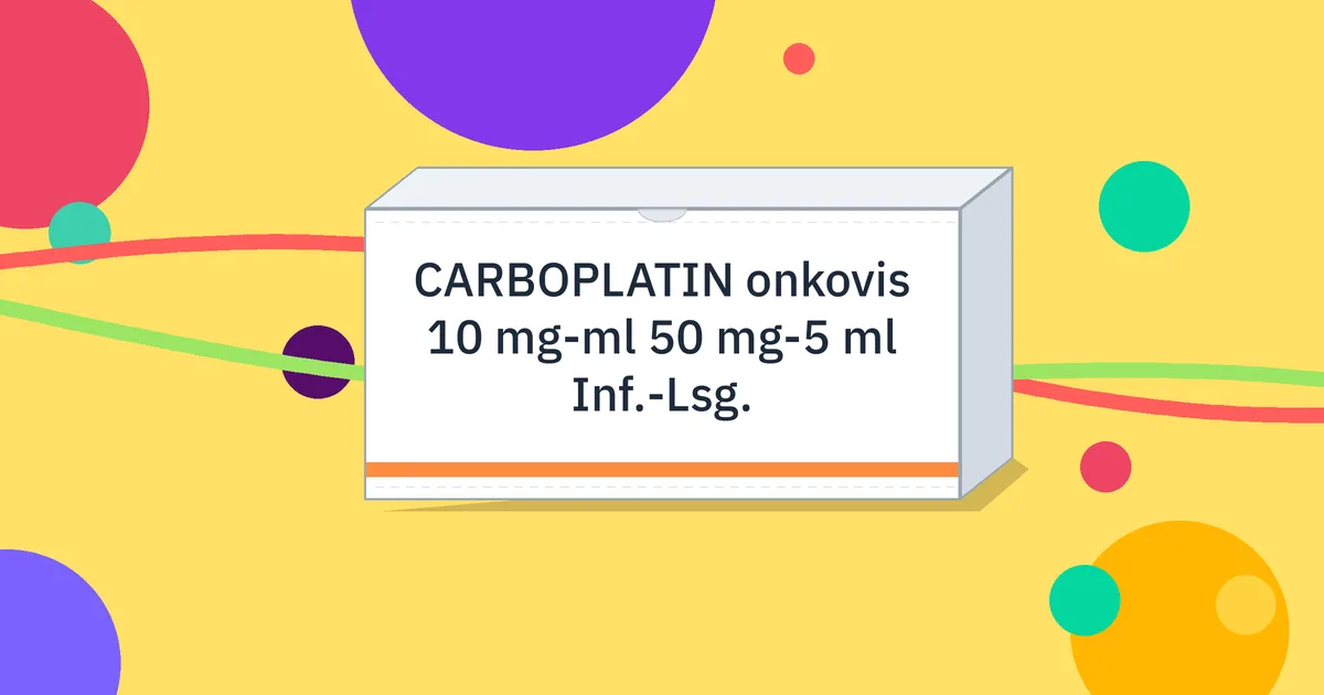 Symbolbild: Packung mit der Aufschrift CARBOPLATIN onkovis 10 mg-ml 50 mg-5 ml Inf.-Lsg. (PZN 00315844) – Verfügbarkeit und Bezug in Apotheken in Frankfurt am Main