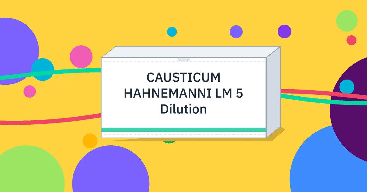 Symbolbild: Packung mit der Aufschrift CAUSTICUM HAHNEMANNI LM 5 Dilution (PZN 12811577) – Verfügbarkeit und Bezug in Apotheken in Frankfurt am Main
