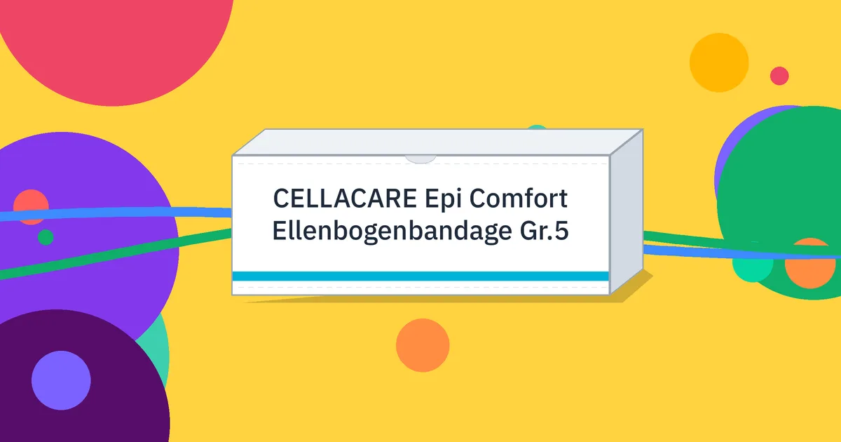 Symbolbild: Packung mit der Aufschrift CELLACARE Epi Comfort Ellenbogenbandage Gr.5 (PZN 11661006) – Verfügbarkeit und Bezug in Apotheken in Frankfurt am Main