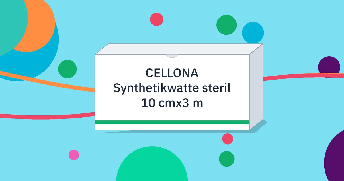 Symbolbild: Packung mit der Aufschrift CELLONA Synthetikwatte steril 10 cmx3 m (PZN 18374439) – Verfügbarkeit und Bezug in Apotheken in Frankfurt am Main