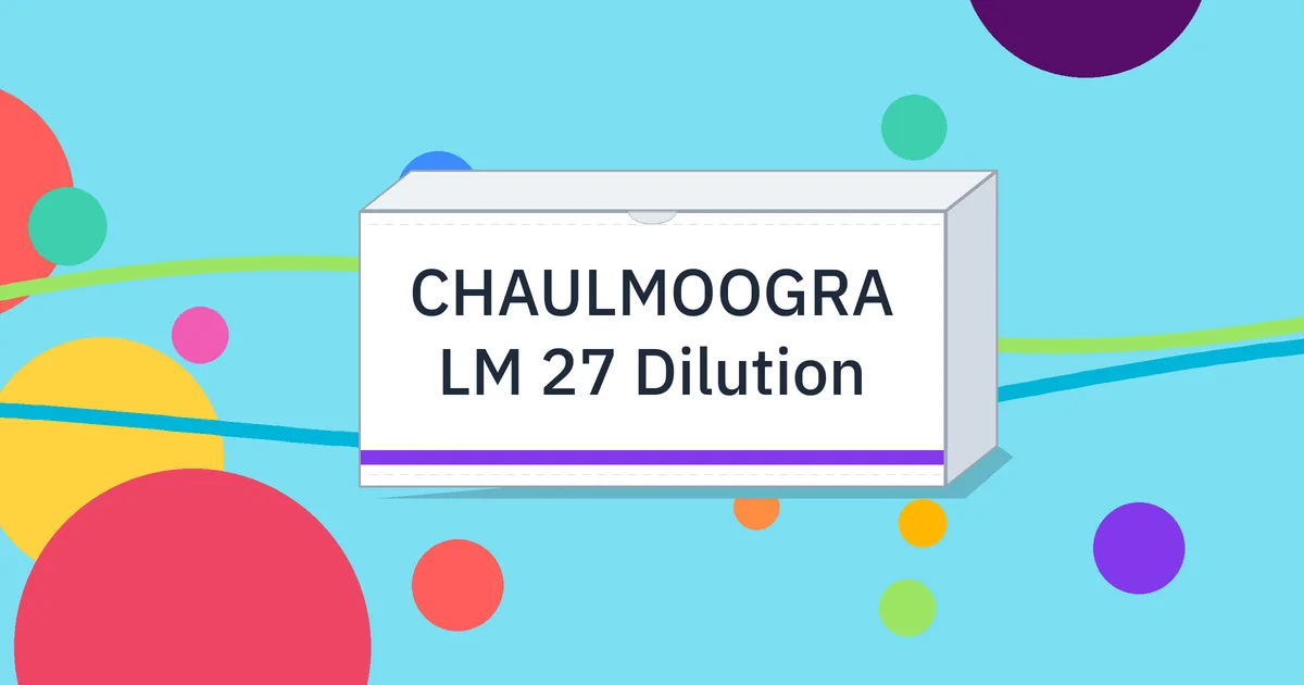Symbolbild: Packung mit der Aufschrift CHAULMOOGRA LM 27 Dilution (PZN 13439134) – Verfügbarkeit und Bezug in Apotheken in Frankfurt am Main