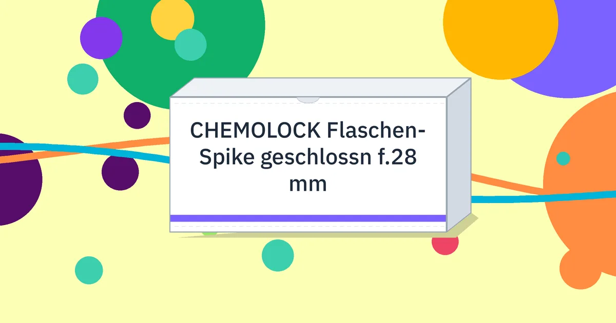 Symbolbild: Packung mit der Aufschrift CHEMOLOCK Flaschen-Spike geschlossn f.28 mm (PZN 19443378) – Verfügbarkeit und Bezug in Apotheken in Frankfurt am Main