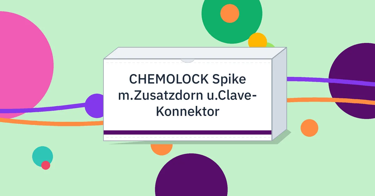 Symbolbild: Packung mit der Aufschrift CHEMOLOCK Spike m.Zusatzdorn u.Clave-Konnektor (PZN 19443786) – Verfügbarkeit und Bezug in Apotheken in Frankfurt am Main