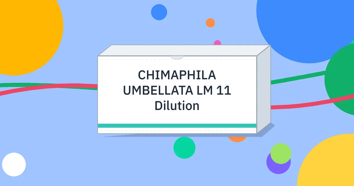 Symbolbild: Packung mit der Aufschrift CHIMAPHILA UMBELLATA LM 11 Dilution (PZN 12813375) – Verfügbarkeit und Bezug in Apotheken in Frankfurt am Main