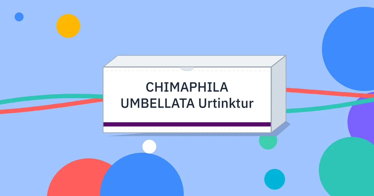 Symbolbild: Packung mit der Aufschrift CHIMAPHILA UMBELLATA Urtinktur (PZN 04212213) – Verfügbarkeit und Bezug in Apotheken in Frankfurt am Main
