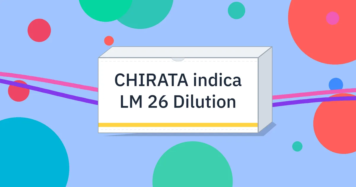 Symbolbild: Packung mit der Aufschrift CHIRATA indica LM 26 Dilution (PZN 13443785) – Verfügbarkeit und Bezug in Apotheken in Frankfurt am Main