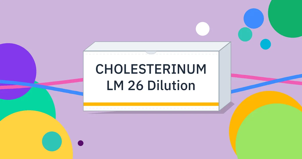 Symbolbild: Packung mit der Aufschrift CHOLESTERINUM LM 26 Dilution (PZN 12817491) – Verfügbarkeit und Bezug in Apotheken in Frankfurt am Main