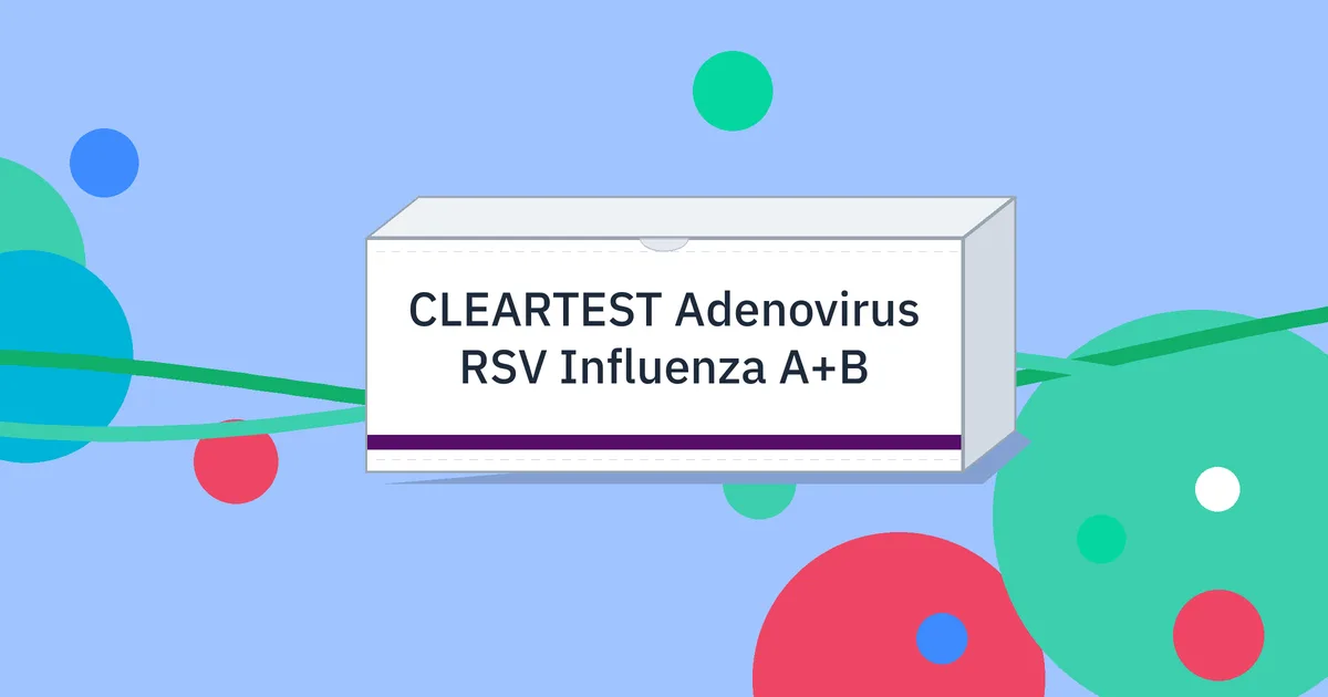 Symbolbild: Packung mit der Aufschrift CLEARTEST Adenovirus RSV Influenza A+B (PZN 15822676) – Verfügbarkeit und Bezug in Apotheken in Frankfurt am Main