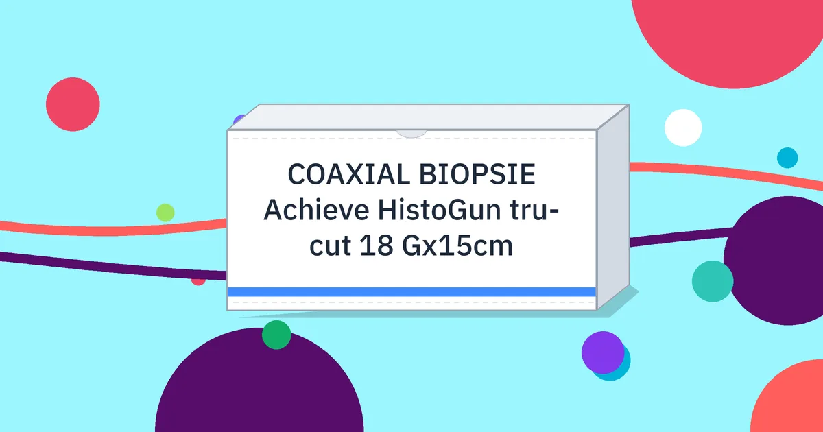Symbolbild: Packung mit der Aufschrift COAXIAL BIOPSIE Achieve HistoGun tru-cut 18 Gx15cm (PZN 02411859) – Verfügbarkeit und Bezug in Apotheken in Frankfurt am Main