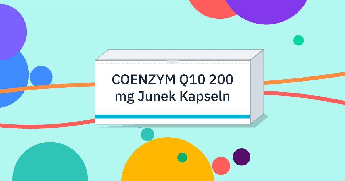 Symbolbild: Packung mit der Aufschrift COENZYM Q10 200 mg Junek Kapseln (PZN 09720204) – Verfügbarkeit und Bezug in Apotheken in Frankfurt am Main