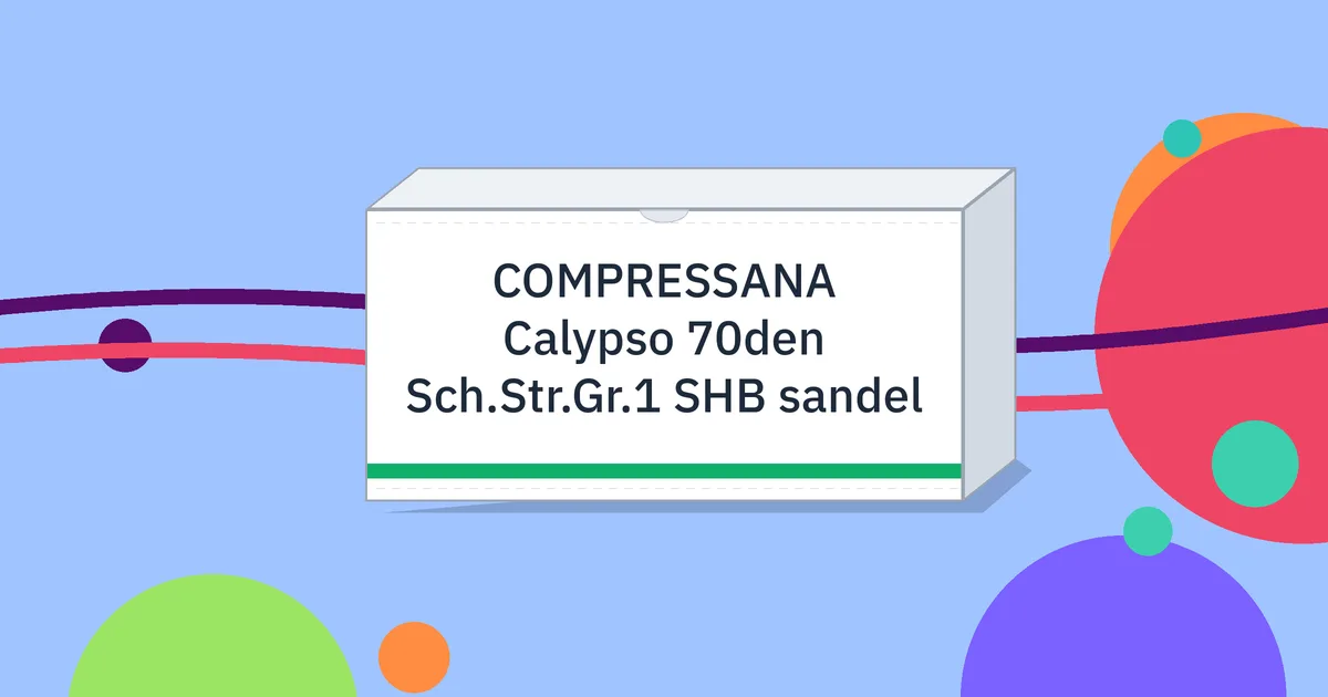 Symbolbild: Packung mit der Aufschrift COMPRESSANA Calypso 70den Sch.Str.Gr.1 SHB sandel (PZN 08910807) – Verfügbarkeit und Bezug in Apotheken in Frankfurt am Main