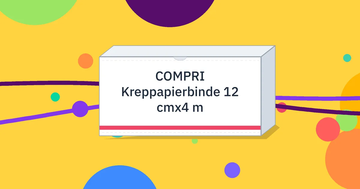 Symbolbild: Packung mit der Aufschrift COMPRI Kreppapierbinde 12 cmx4 m (PZN 04949758) – Verfügbarkeit und Bezug in Apotheken in Frankfurt am Main