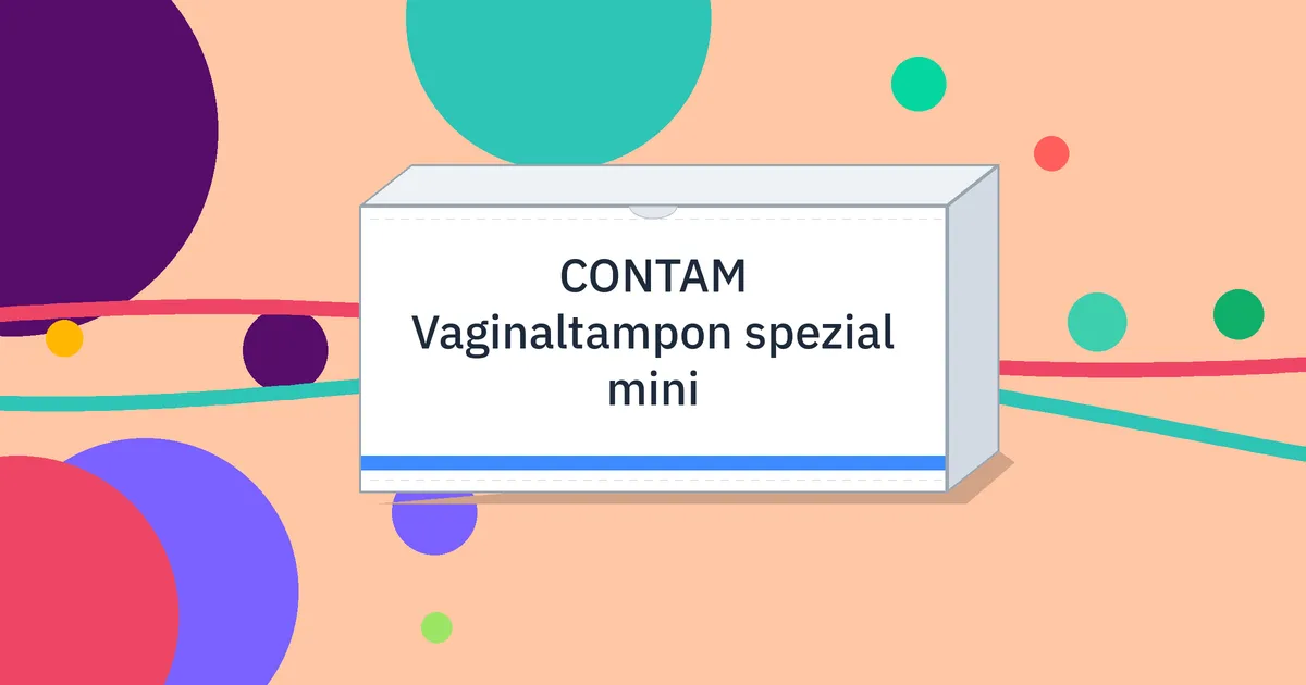 Symbolbild: Packung mit der Aufschrift CONTAM Vaginaltampon spezial mini (PZN 02450517) – Verfügbarkeit und Bezug in Apotheken in Frankfurt am Main