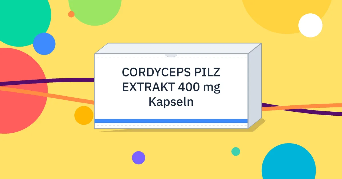 Symbolbild: Packung mit der Aufschrift CORDYCEPS PILZ EXTRAKT 400 mg Kapseln (PZN 10008712) – Verfügbarkeit und Bezug in Apotheken in Frankfurt am Main