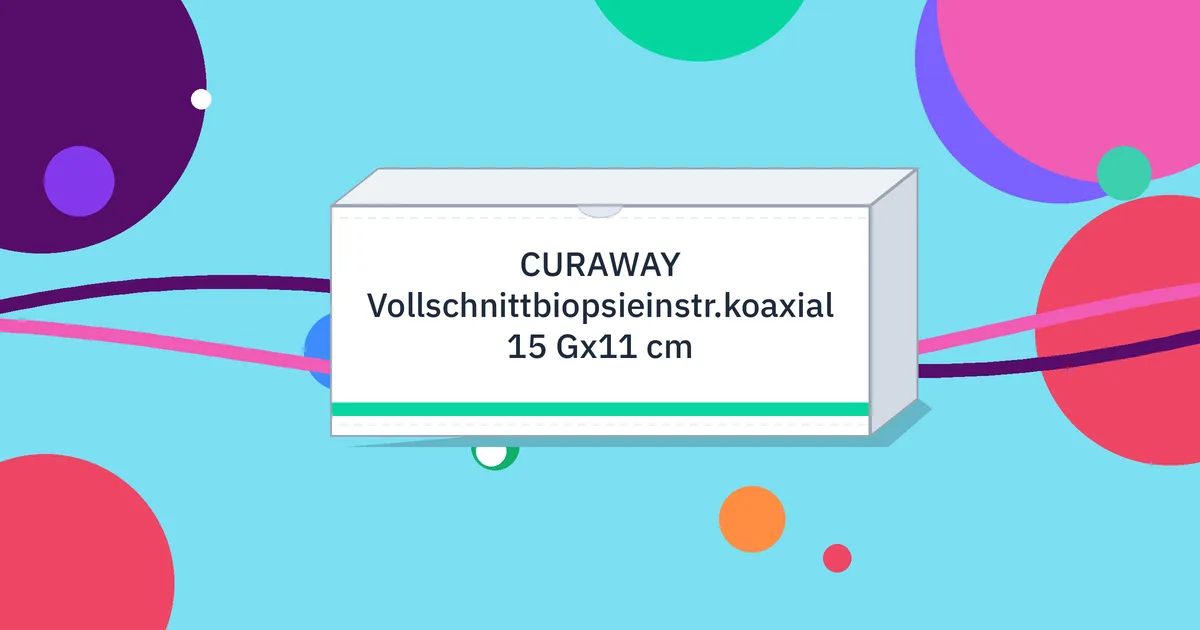 Symbolbild: Packung mit der Aufschrift CURAWAY Vollschnittbiopsieinstr.koaxial 15 Gx11 cm (PZN 20030084) – Verfügbarkeit und Bezug in Apotheken in Frankfurt am Main
