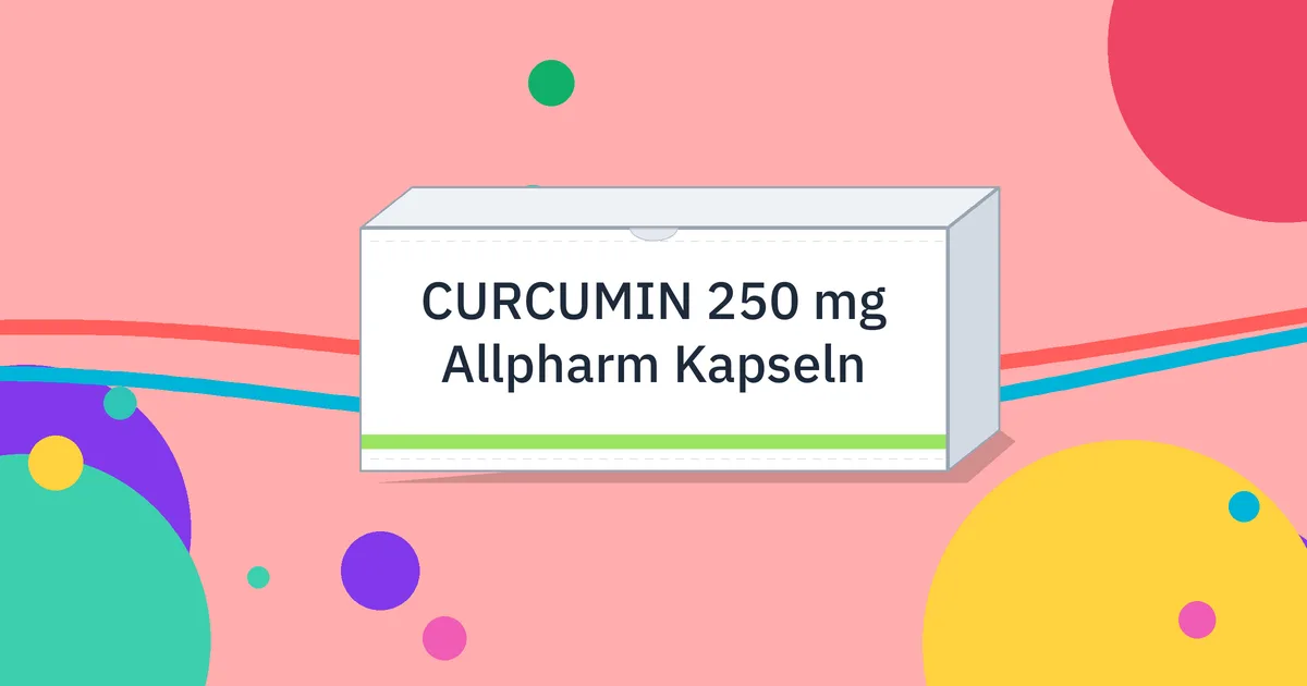 Symbolbild: Packung mit der Aufschrift CURCUMIN 250 mg Allpharm Kapseln (PZN 11369487) – Verfügbarkeit und Bezug in Apotheken in Frankfurt am Main