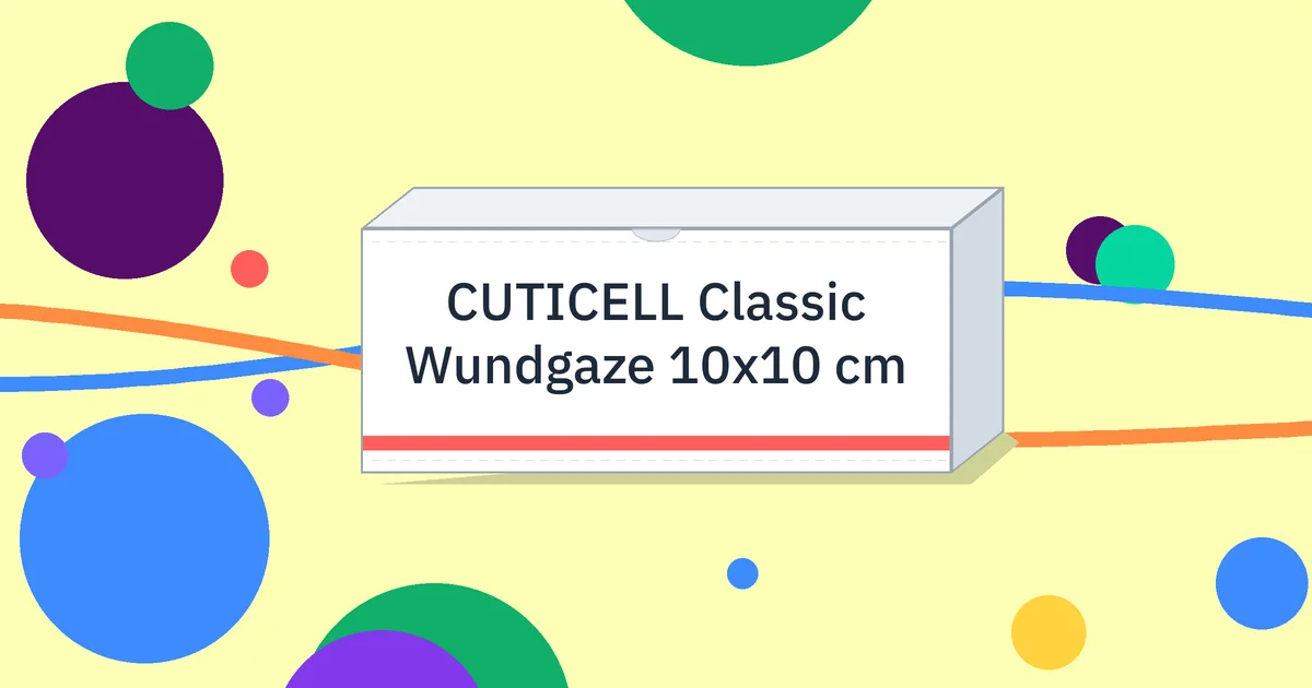 Symbolbild: Packung mit der Aufschrift CUTICELL Classic Wundgaze 10x10 cm (PZN 19347060) – Verfügbarkeit und Bezug in Apotheken in Frankfurt am Main
