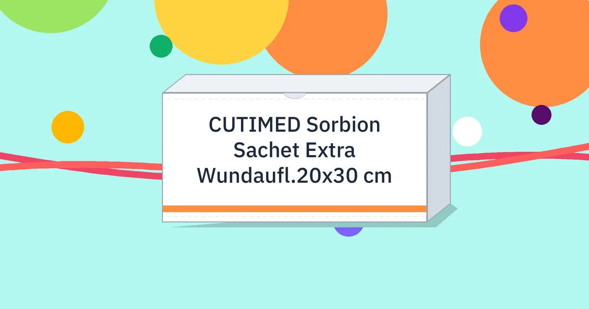 Symbolbild: Packung mit der Aufschrift CUTIMED Sorbion Sachet Extra Wundaufl.20x30 cm (PZN 11361758) – Verfügbarkeit und Bezug in Apotheken in Frankfurt am Main