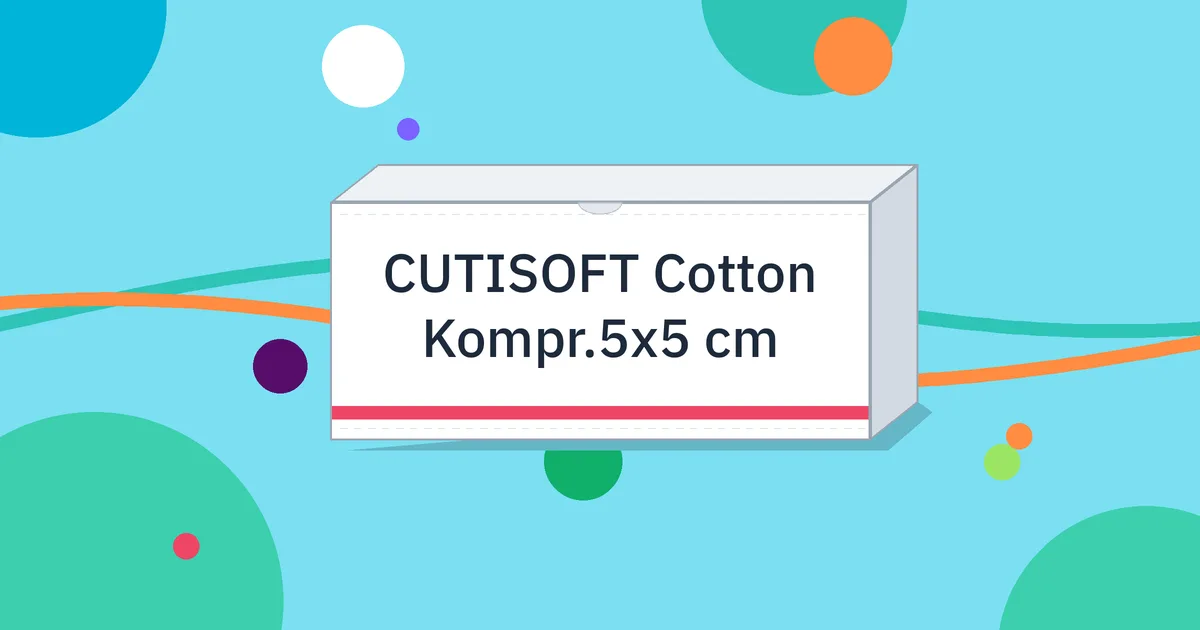 Symbolbild: Packung mit der Aufschrift CUTISOFT Cotton Kompr.5x5 cm (PZN 01499349) – Verfügbarkeit und Bezug in Apotheken in Frankfurt am Main