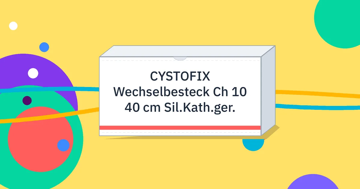 Symbolbild: Packung mit der Aufschrift CYSTOFIX Wechselbesteck Ch 10 40 cm Sil.Kath.ger. (PZN 11156343) – Verfügbarkeit und Bezug in Apotheken in Frankfurt am Main