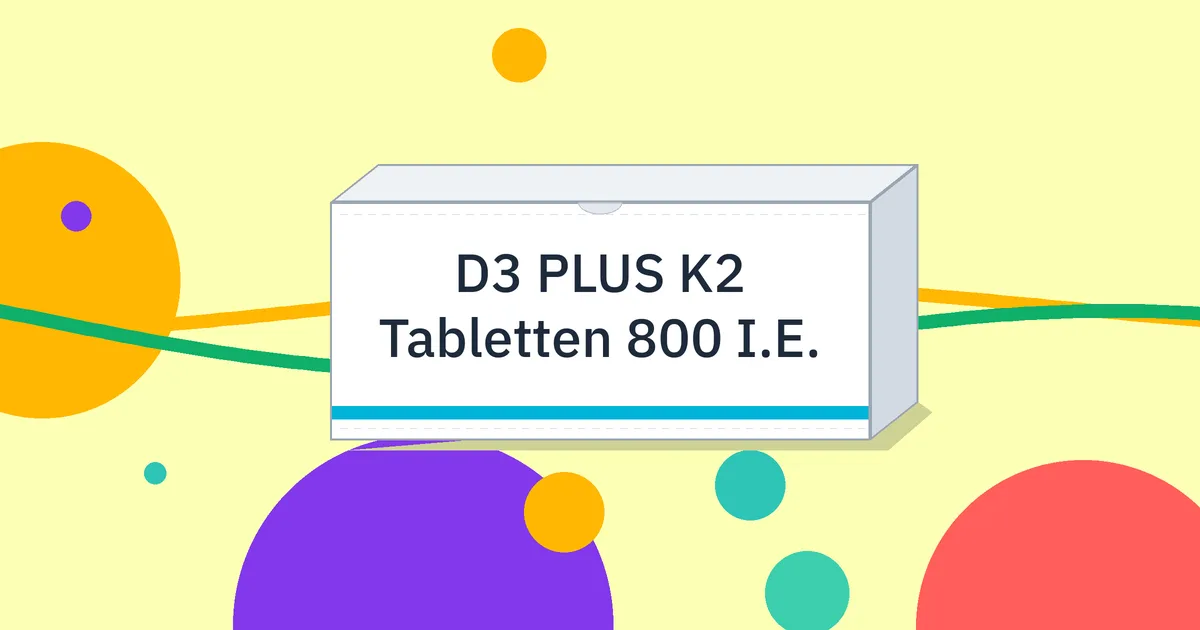 Symbolbild: Packung mit der Aufschrift D3 PLUS K2 Tabletten 800 I.E. (PZN 11865967) – Verfügbarkeit und Bezug in Apotheken in Frankfurt am Main