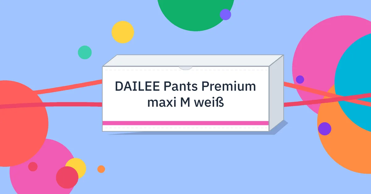 Symbolbild: Packung mit der Aufschrift DAILEE Pants Premium maxi M weiß (PZN 19374335) – Verfügbarkeit und Bezug in Apotheken in Frankfurt am Main