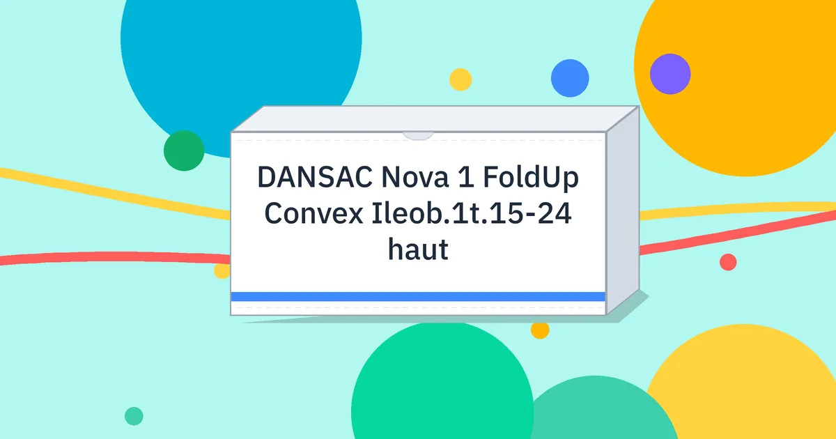 Symbolbild: Packung mit der Aufschrift DANSAC Nova 1 FoldUp Convex Ileob.1t.15-24 haut (PZN 03755101) – Verfügbarkeit und Bezug in Apotheken in Frankfurt am Main