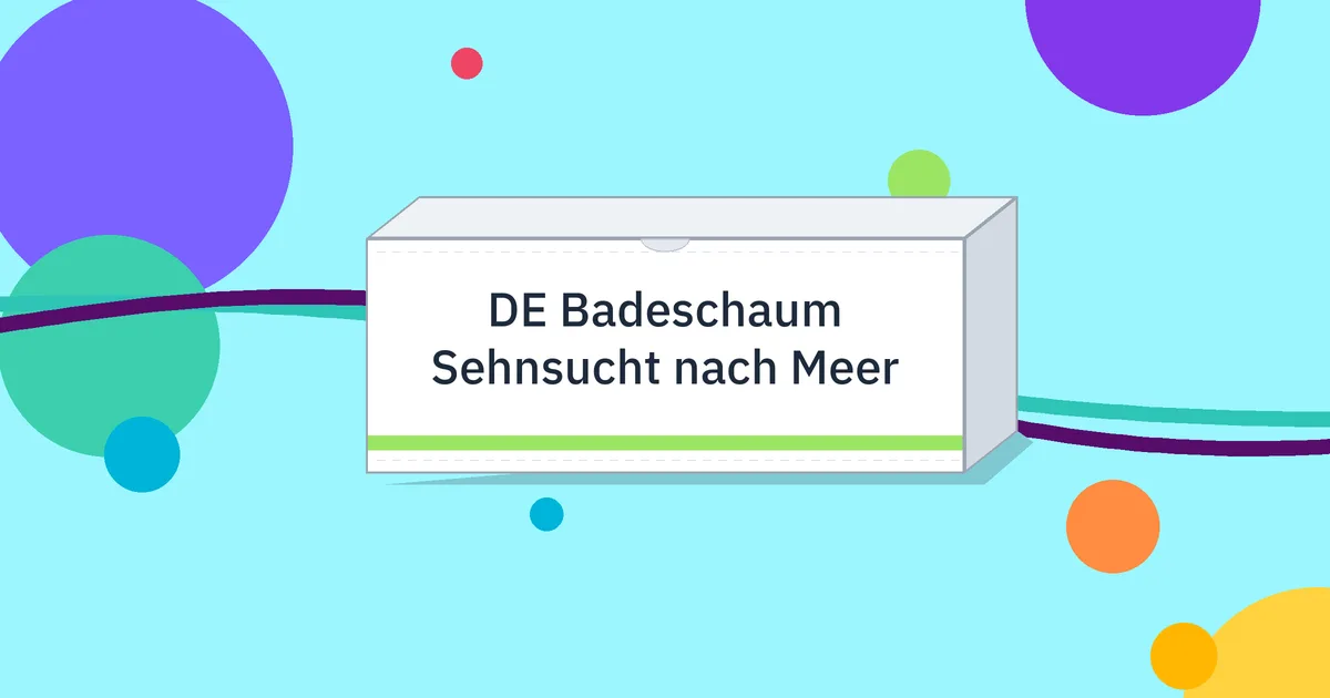 Symbolbild: Packung mit der Aufschrift DE Badeschaum Sehnsucht nach Meer (PZN 19687413) – Verfügbarkeit und Bezug in Apotheken in Frankfurt am Main