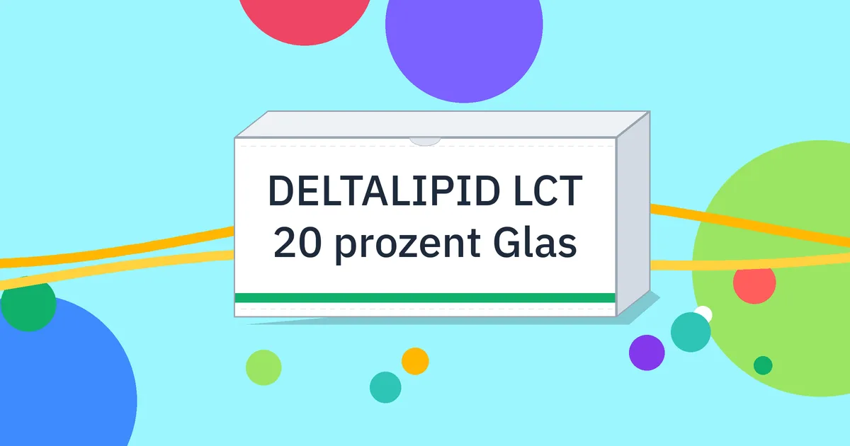 Symbolbild: Packung mit der Aufschrift DELTALIPID LCT 20 prozent Glas (PZN 02563612) – Verfügbarkeit und Bezug in Apotheken in Frankfurt am Main