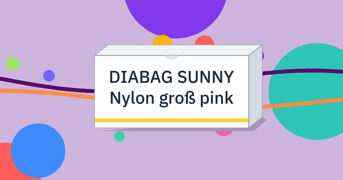 Symbolbild: Packung mit der Aufschrift DIABAG SUNNY Nylon groß pink (PZN 12408806) – Verfügbarkeit und Bezug in Apotheken in Frankfurt am Main
