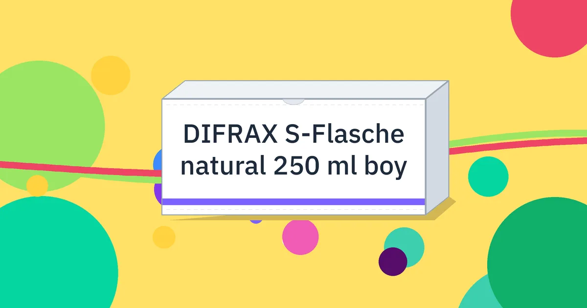 Symbolbild: Packung mit der Aufschrift DIFRAX S-Flasche natural 250 ml boy (PZN 12517990) – Verfügbarkeit und Bezug in Apotheken in Frankfurt am Main