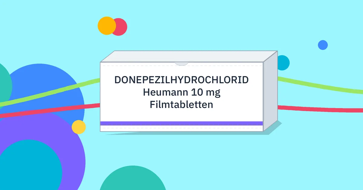 Symbolbild: Packung mit der Aufschrift DONEPEZILHYDROCHLORID Heumann 10 mg Filmtabletten (PZN 08850181) – Verfügbarkeit und Bezug in Apotheken in Frankfurt am Main