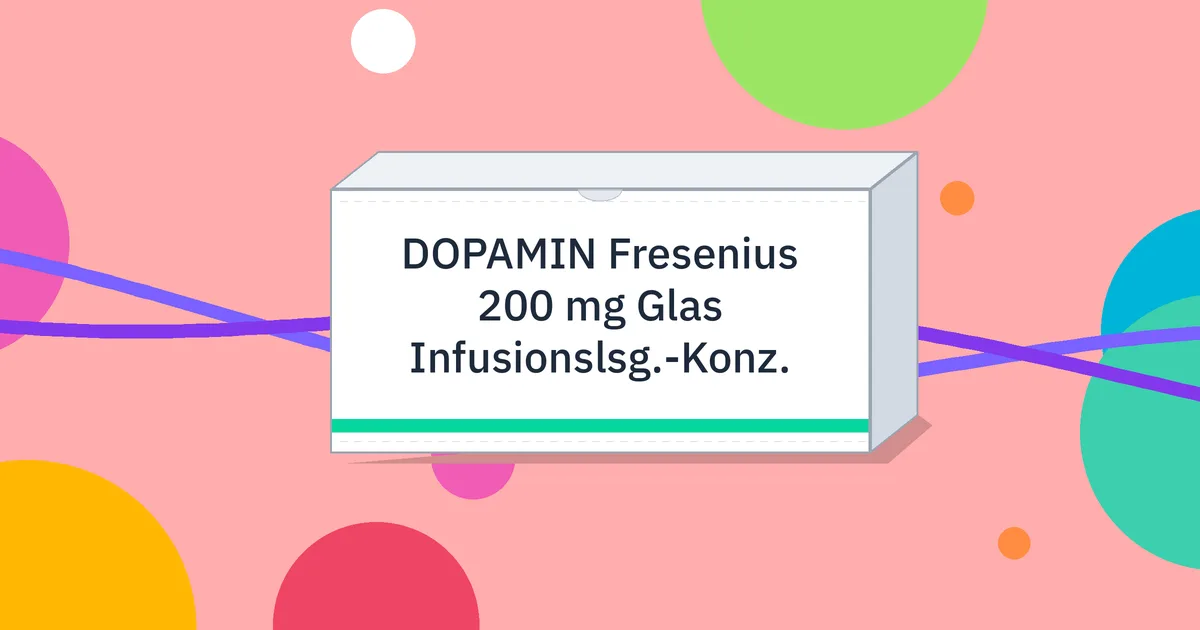 Symbolbild: Packung mit der Aufschrift DOPAMIN Fresenius 200 mg Glas Infusionslsg.-Konz. (PZN 07614610) – Verfügbarkeit und Bezug in Apotheken in Frankfurt am Main