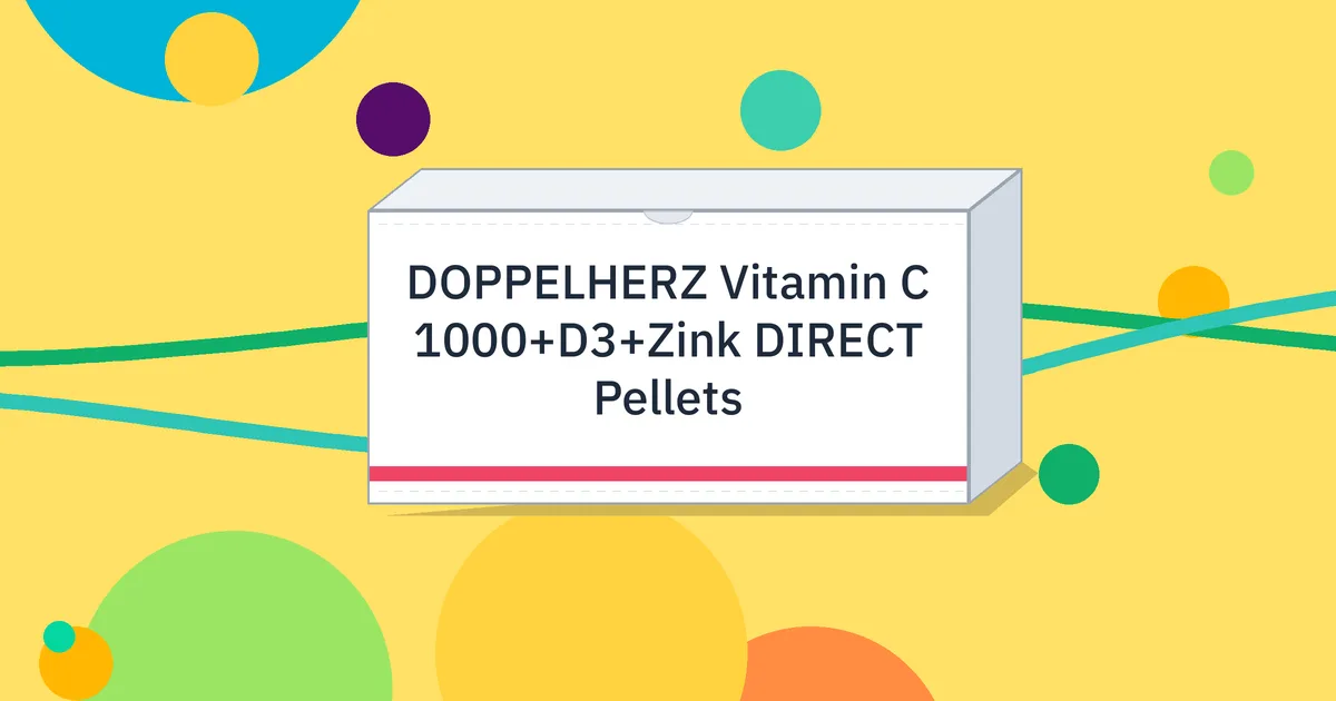 Symbolbild: Packung mit der Aufschrift DOPPELHERZ Vitamin C 1000+D3+Zink DIRECT Pellets (PZN 19528850) – Verfügbarkeit und Bezug in Apotheken in Frankfurt am Main