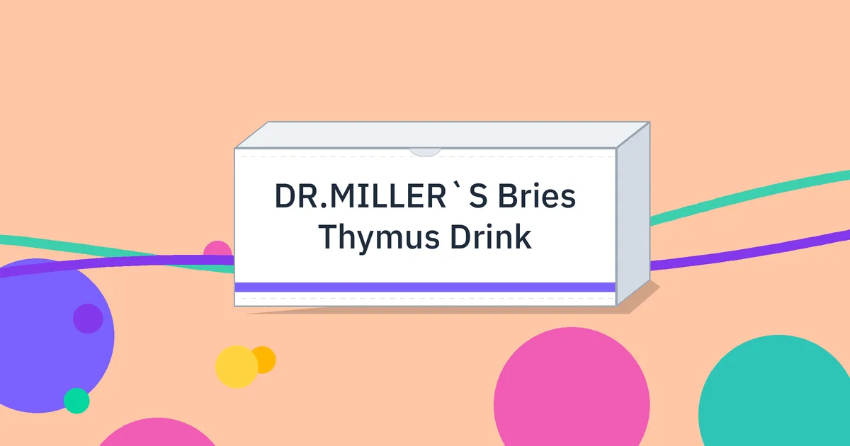 Symbolbild: Packung mit der Aufschrift DR.MILLER`S Bries Thymus Drink (PZN 02485496) – Verfügbarkeit und Bezug in Apotheken in Frankfurt am Main
