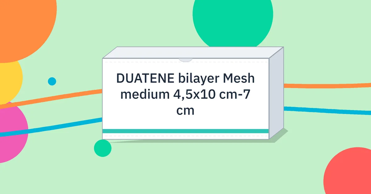Symbolbild: Packung mit der Aufschrift DUATENE bilayer Mesh medium 4,5x10 cm-7 cm (PZN 13979273) – Verfügbarkeit und Bezug in Apotheken in Frankfurt am Main
