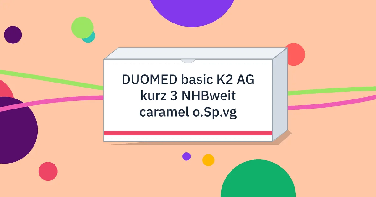 Symbolbild: Packung mit der Aufschrift DUOMED basic K2 AG kurz 3 NHBweit caramel o.Sp.vg (PZN 20908339) – Verfügbarkeit und Bezug in Apotheken in Frankfurt am Main