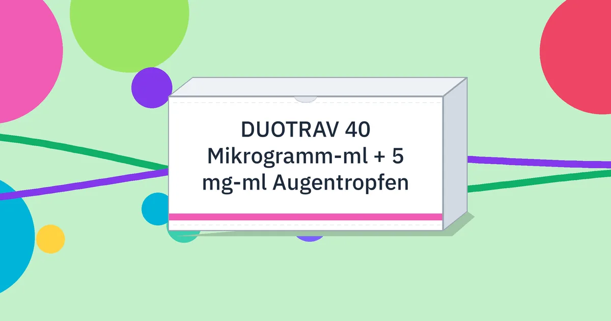 Symbolbild: Packung mit der Aufschrift DUOTRAV 40 Mikrogramm-ml + 5 mg-ml Augentropfen (PZN 19374996) – Verfügbarkeit und Bezug in Apotheken in Frankfurt am Main