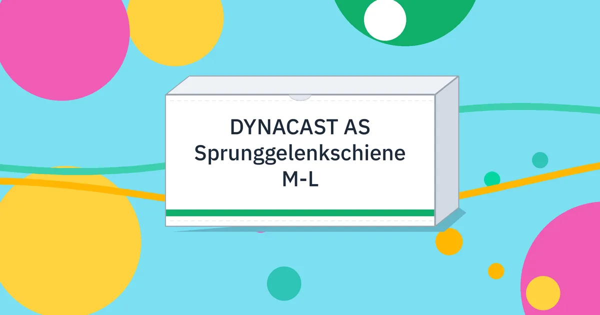 Symbolbild: Packung mit der Aufschrift DYNACAST AS Sprunggelenkschiene M-L (PZN 00738964) – Verfügbarkeit und Bezug in Apotheken in Frankfurt am Main