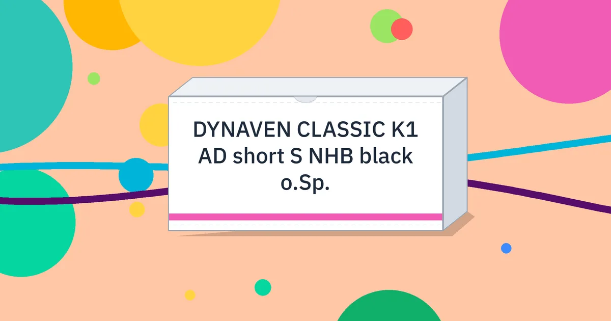 Symbolbild: Packung mit der Aufschrift DYNAVEN CLASSIC K1 AD short S NHB black o.Sp. (PZN 18414452) – Verfügbarkeit und Bezug in Apotheken in Frankfurt am Main