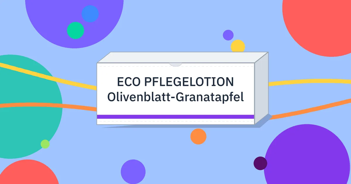 Symbolbild: Packung mit der Aufschrift ECO PFLEGELOTION Olivenblatt-Granatapfel (PZN 12568409) – Verfügbarkeit und Bezug in Apotheken in Frankfurt am Main