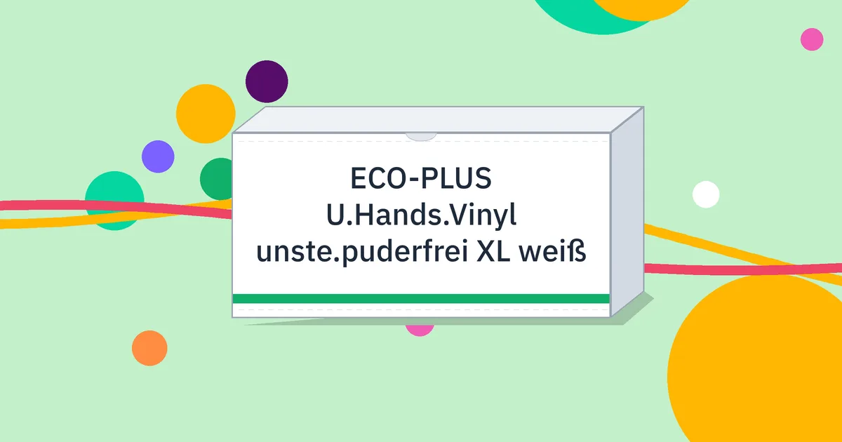 Symbolbild: Packung mit der Aufschrift ECO-PLUS U.Hands.Vinyl unste.puderfrei XL weiß (PZN 13511423) – Verfügbarkeit und Bezug in Apotheken in Frankfurt am Main