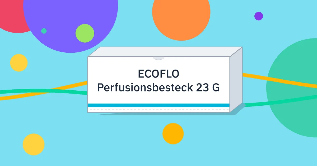 Symbolbild: Packung mit der Aufschrift ECOFLO Perfusionsbesteck 23 G (PZN 05514821) – Verfügbarkeit und Bezug in Apotheken in Frankfurt am Main