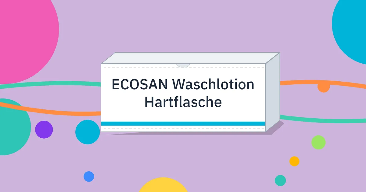 Symbolbild: Packung mit der Aufschrift ECOSAN Waschlotion Hartflasche (PZN 11482999) – Verfügbarkeit und Bezug in Apotheken in Frankfurt am Main