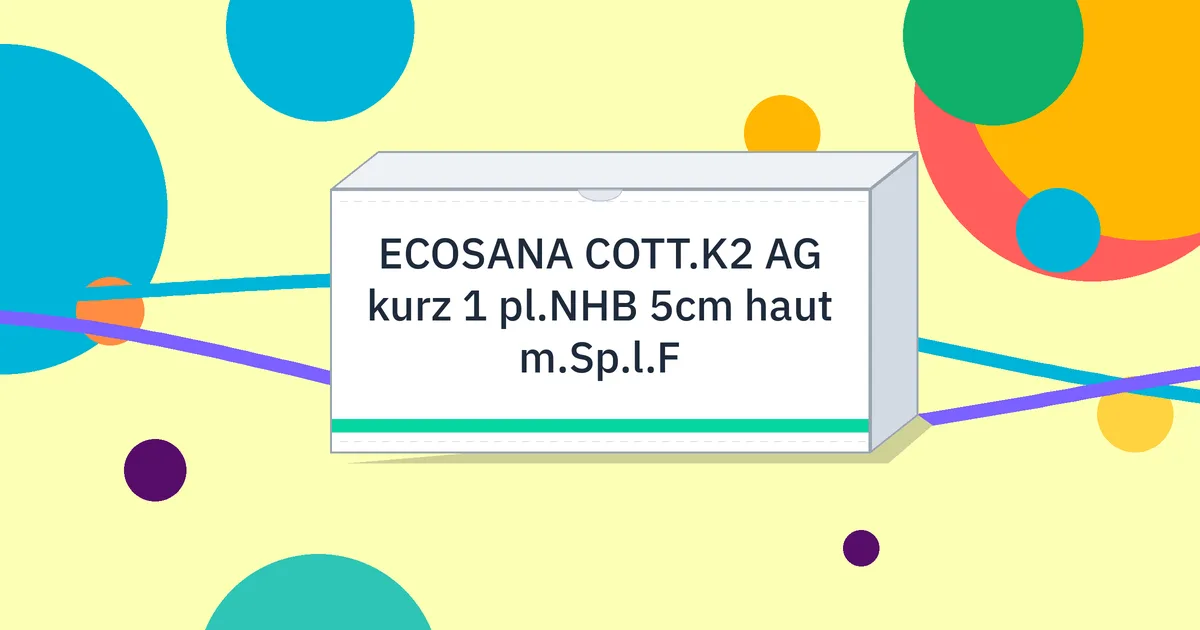 Symbolbild: Packung mit der Aufschrift ECOSANA COTT.K2 AG kurz 1 pl.NHB 5cm haut m.Sp.l.F (PZN 16948818) – Verfügbarkeit und Bezug in Apotheken in Frankfurt am Main